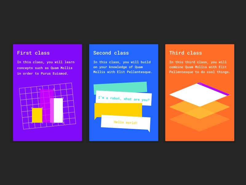 Class cover cards by Yitong Zhang for O/M on Dribbble