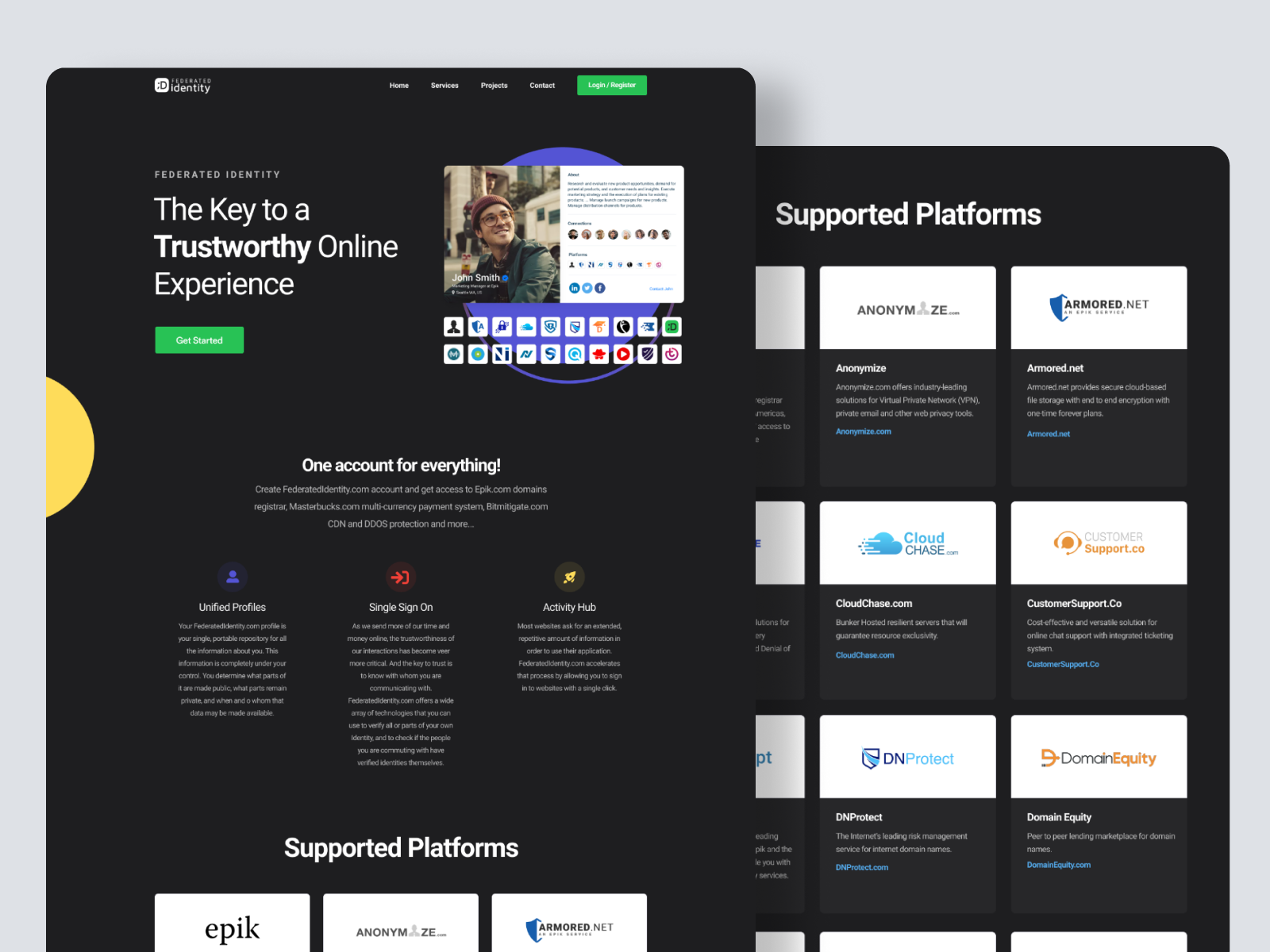 Federated Identity homepage concept by Ala Dadan on Dribbble