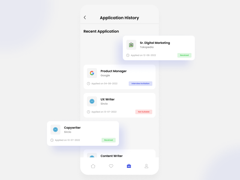 TIMO - Application History UI by Ipandi Sinaga on Dribbble