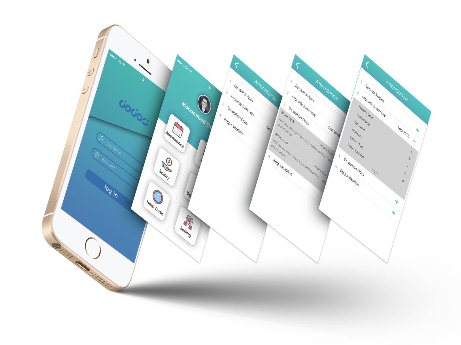 HRMS App Mockup by dhina on Dribbble