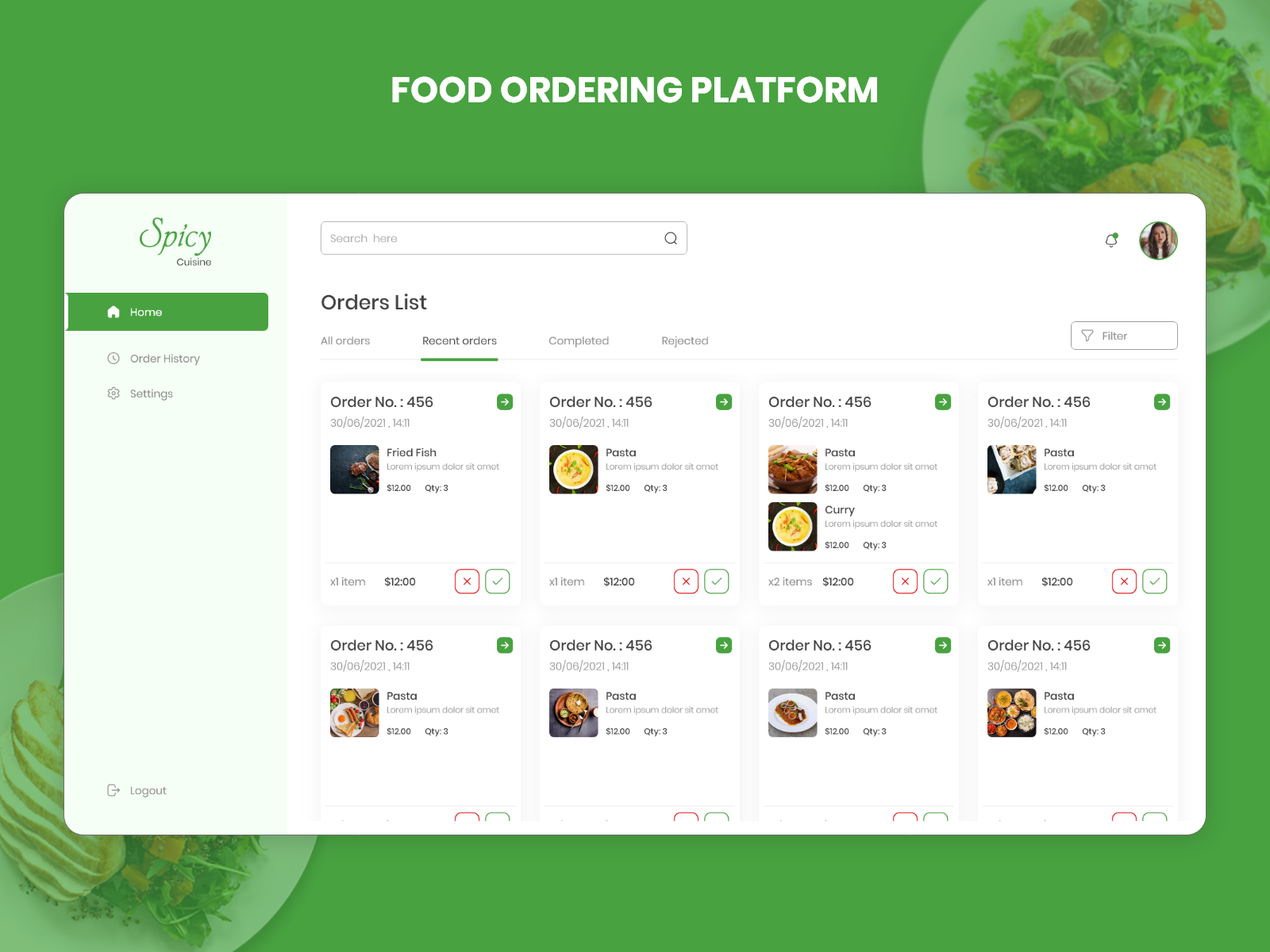 Food Ordering Portal by AshT. on Dribbble