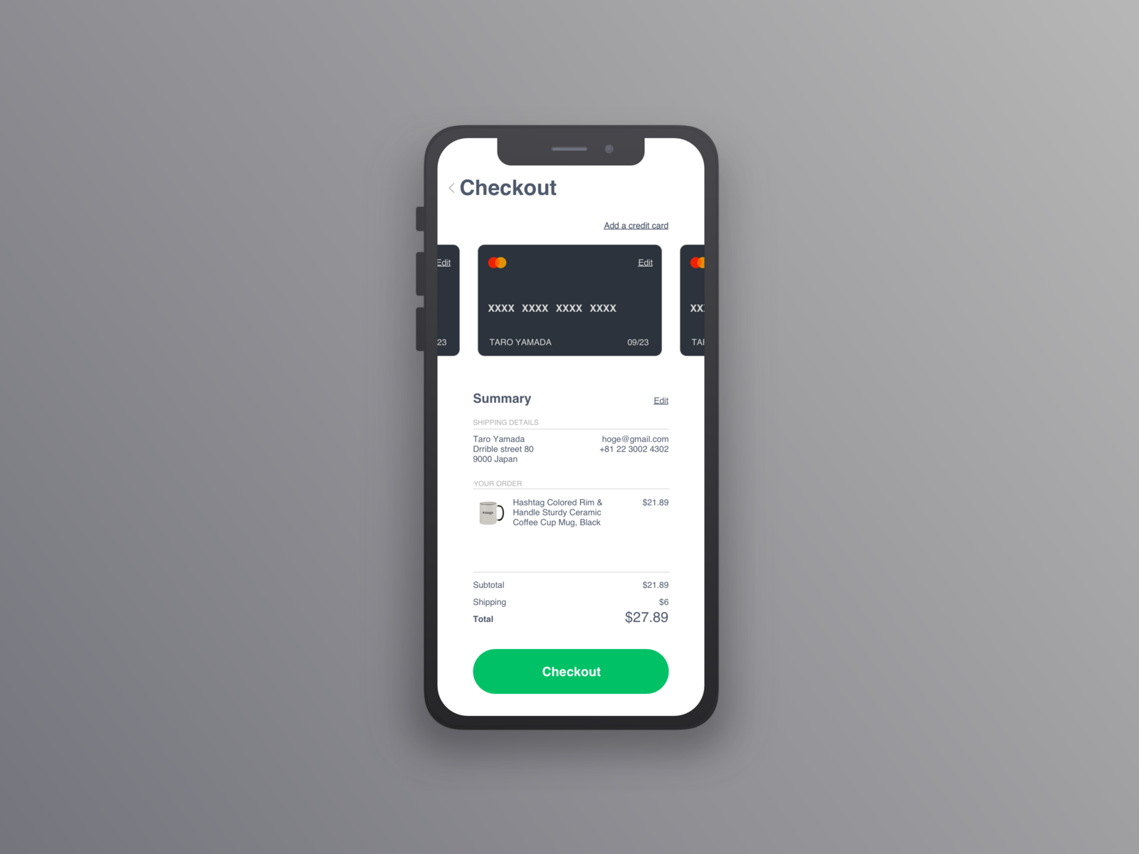 Daily UI 002 Checkout by Shingo Katsushima on Dribbble