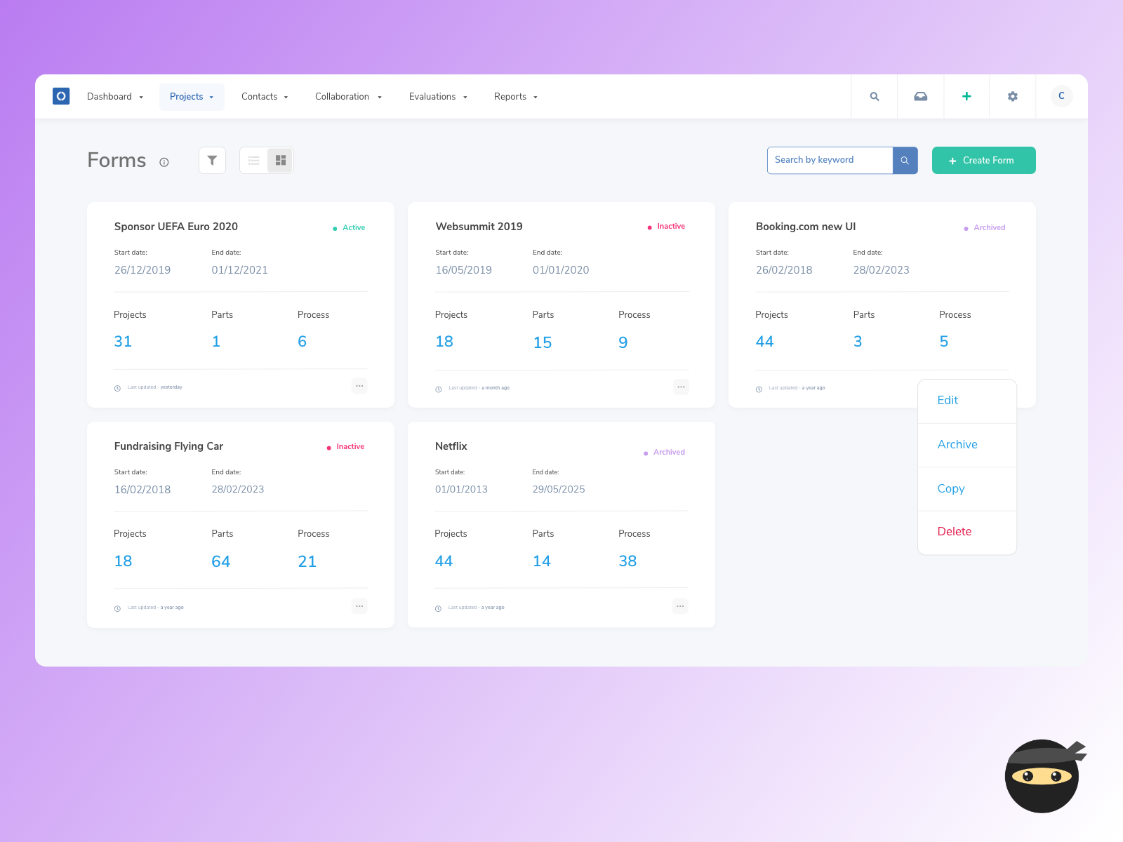 Project card view - SaaS web platform by uxninja on Dribbble