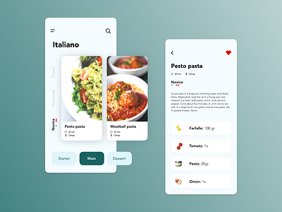 Recipe App UI by uxninja on Dribbble