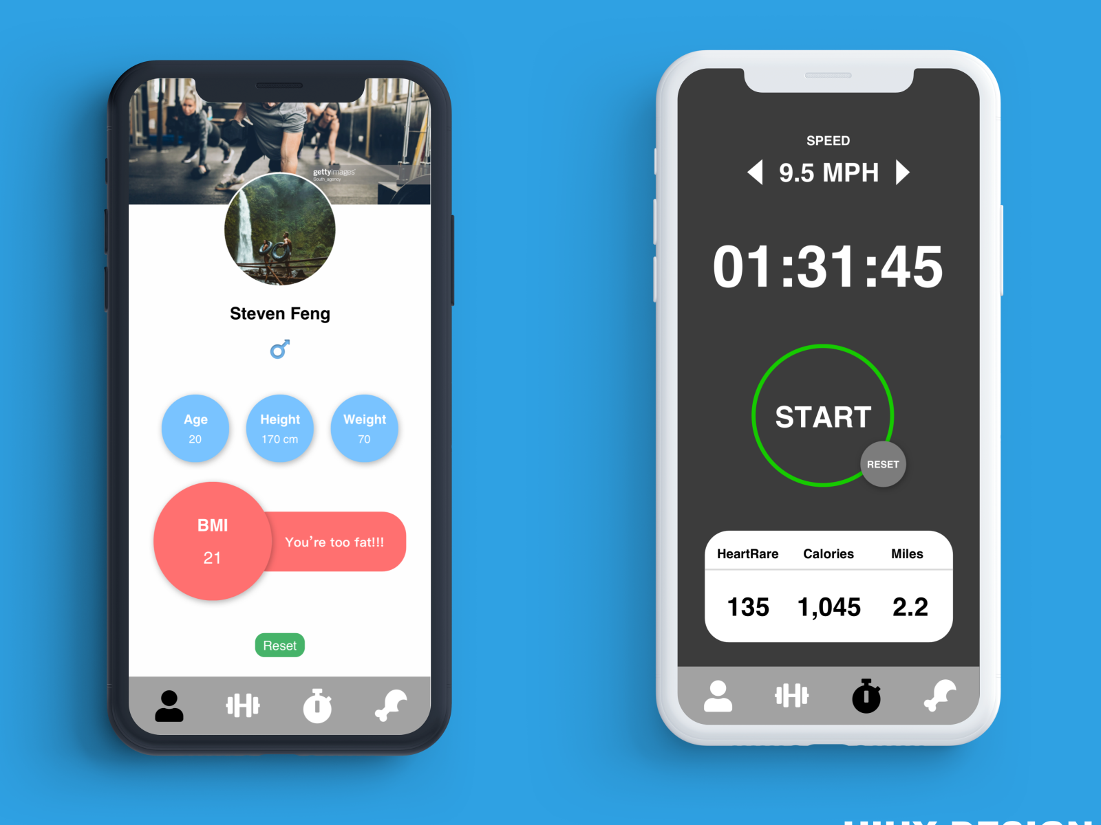 Fitness App - mock up2 by StevenFeng on Dribbble