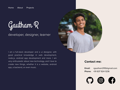 Portfolio Landing Page by Gautham Ramesh Babu on Dribbble