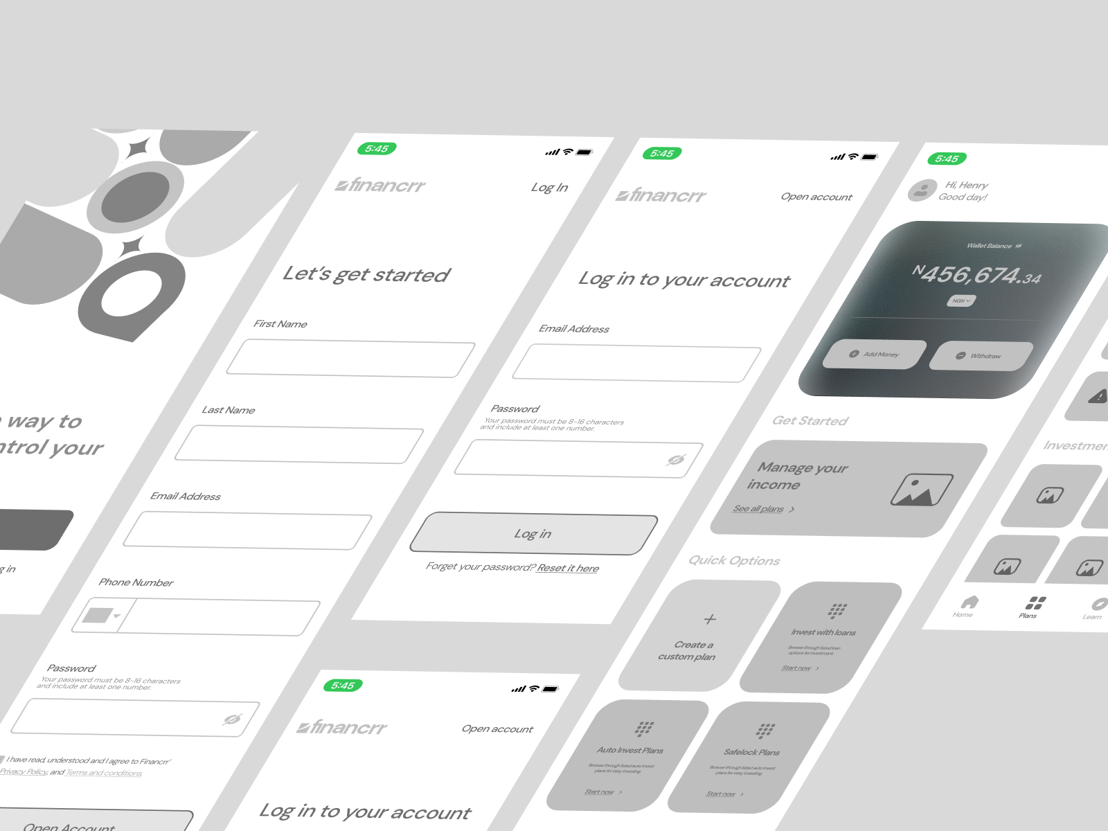 Fianancrr App - Case Study Wireframe by Ayo George on Dribbble