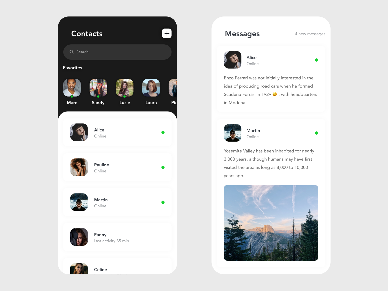 Contacts & Messages by Mickael Guillaume on Dribbble