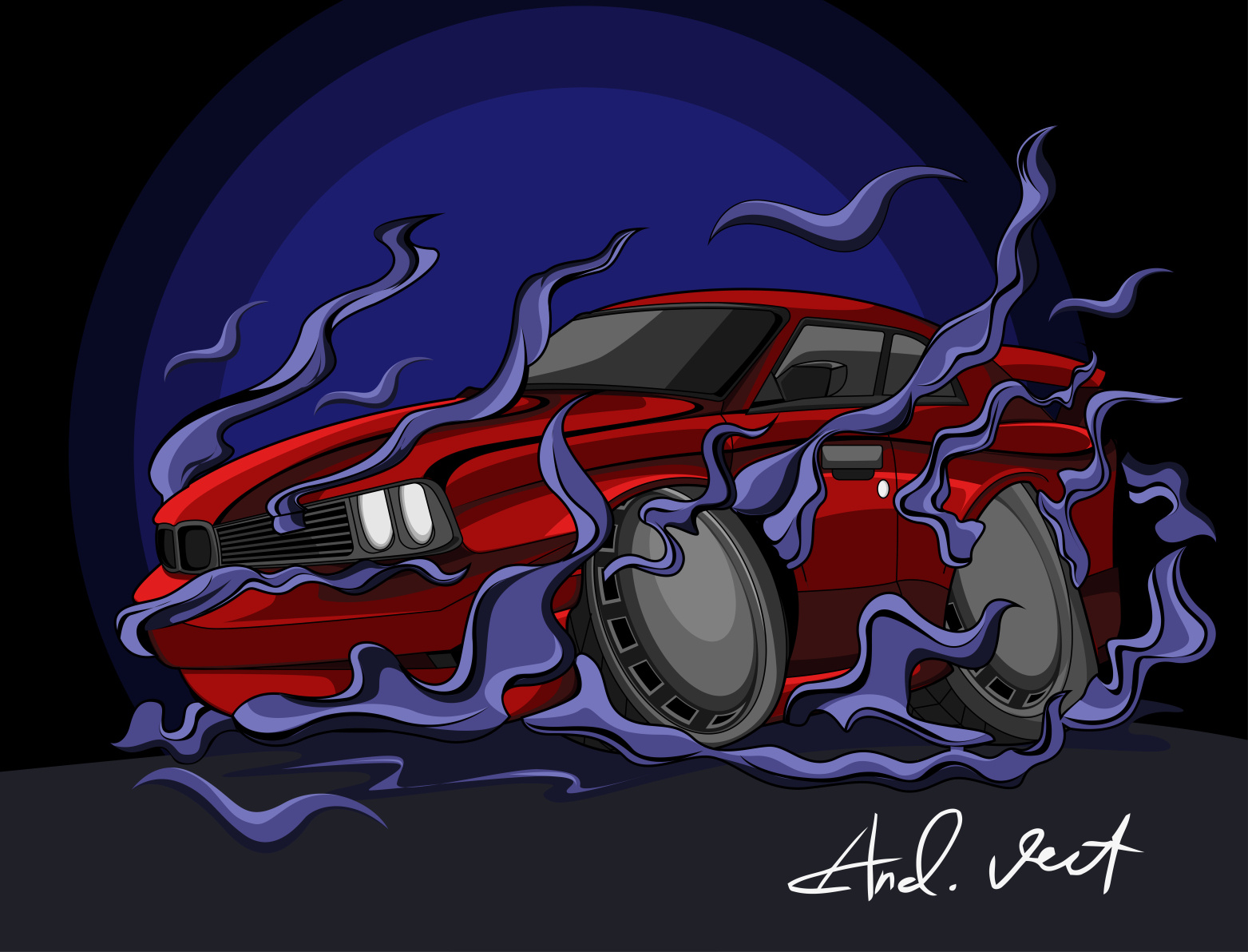 Red Cars and Ghost Fog by AndVect_Dp on Dribbble