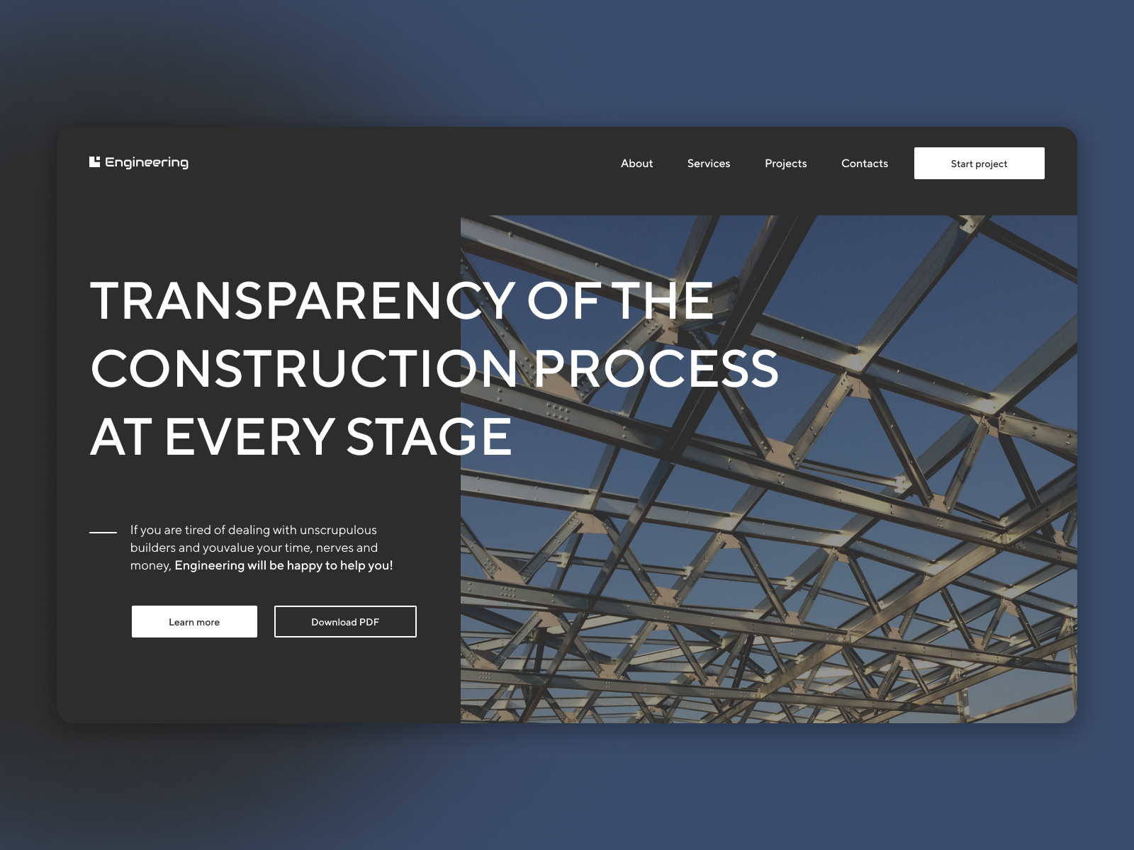 Engineering company landing page - Main page by Darya on Dribbble