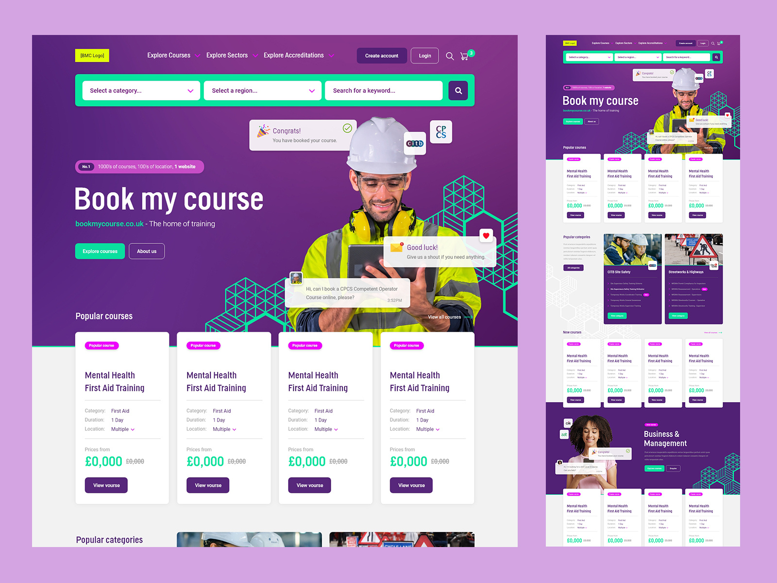 Book my Course - Home Page by Lee Crampton on Dribbble