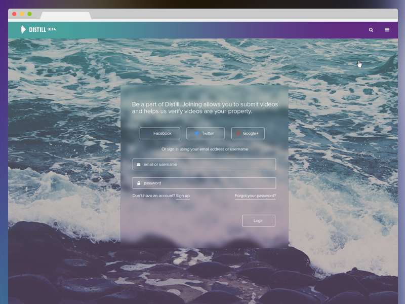 Distill - Sign Up - Blurred Frosted Background by Create the Bridge on ...