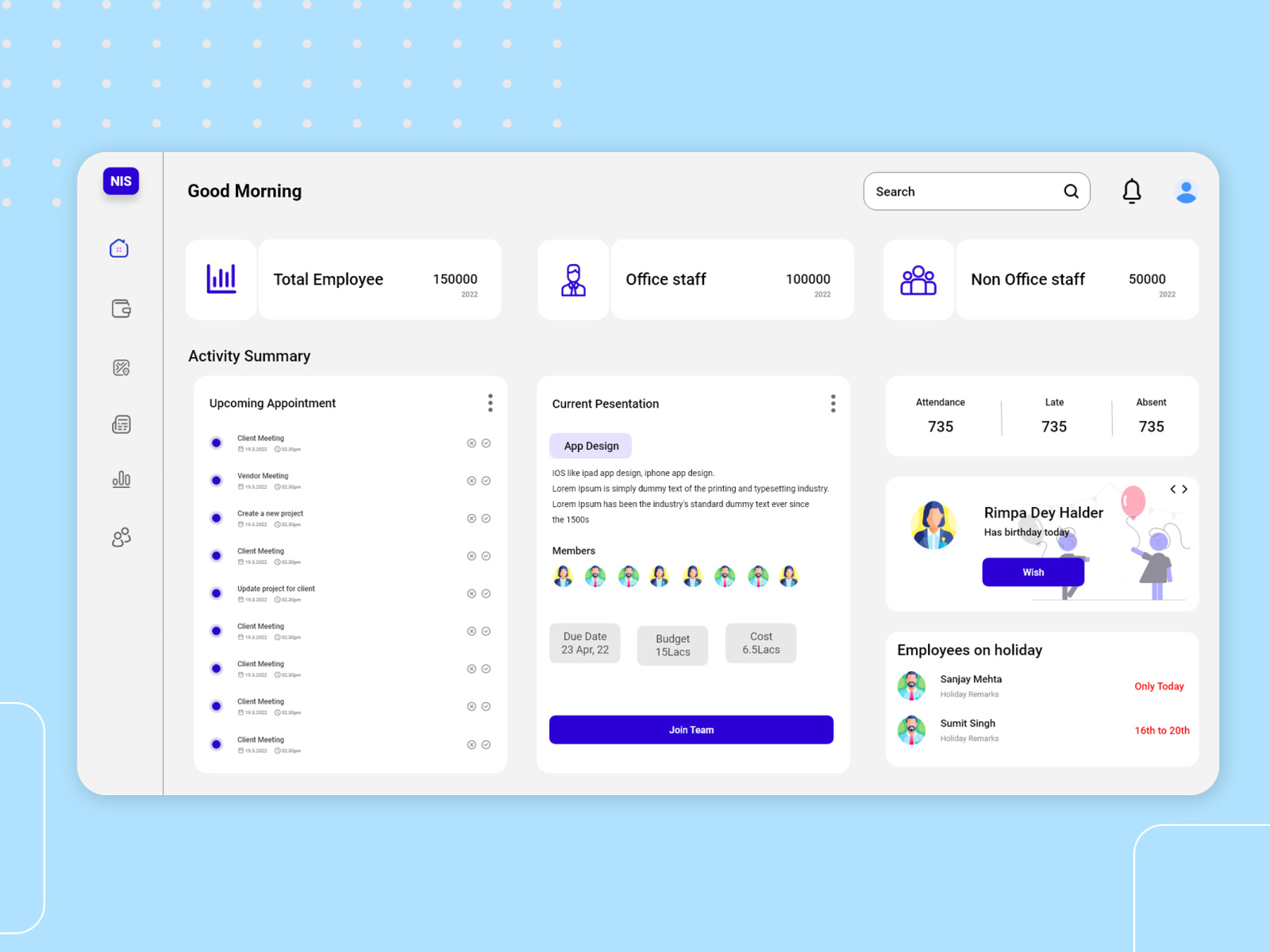 HR Dashboard UI by Subrata Halder on Dribbble