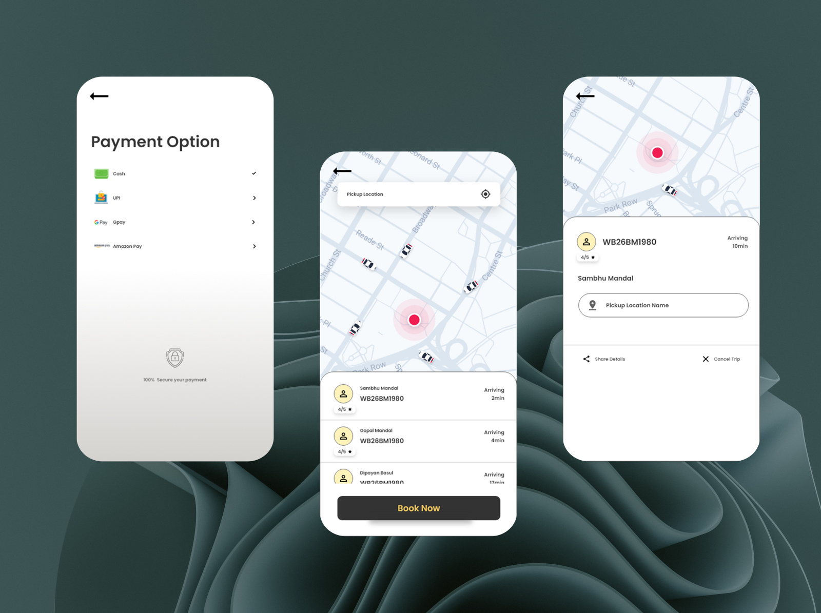 Taxi app UI 3 by Subrata Halder on Dribbble