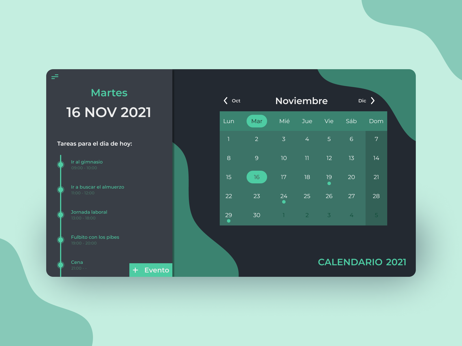 Calendar - DailyUi by Jonathan Pardo on Dribbble