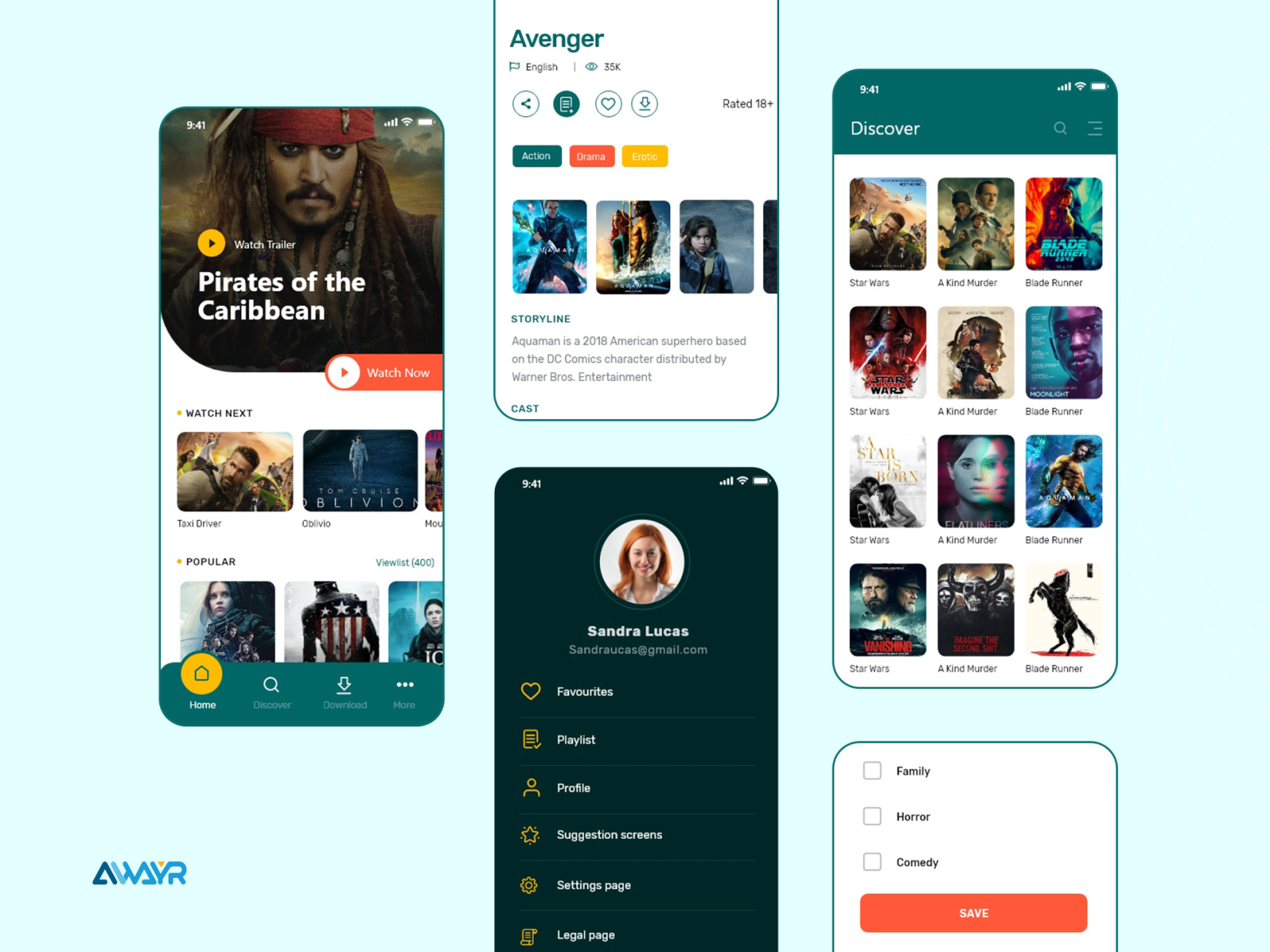 Movies, TV Manager App by AWAYR on Dribbble