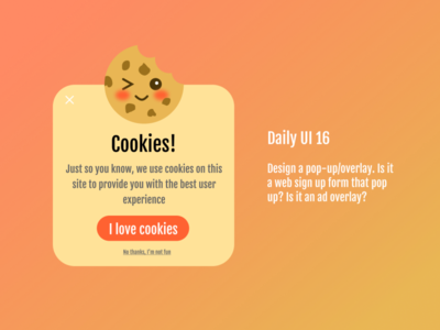 Daily UI 016 Popup Overlay by Cici Xie on Dribbble