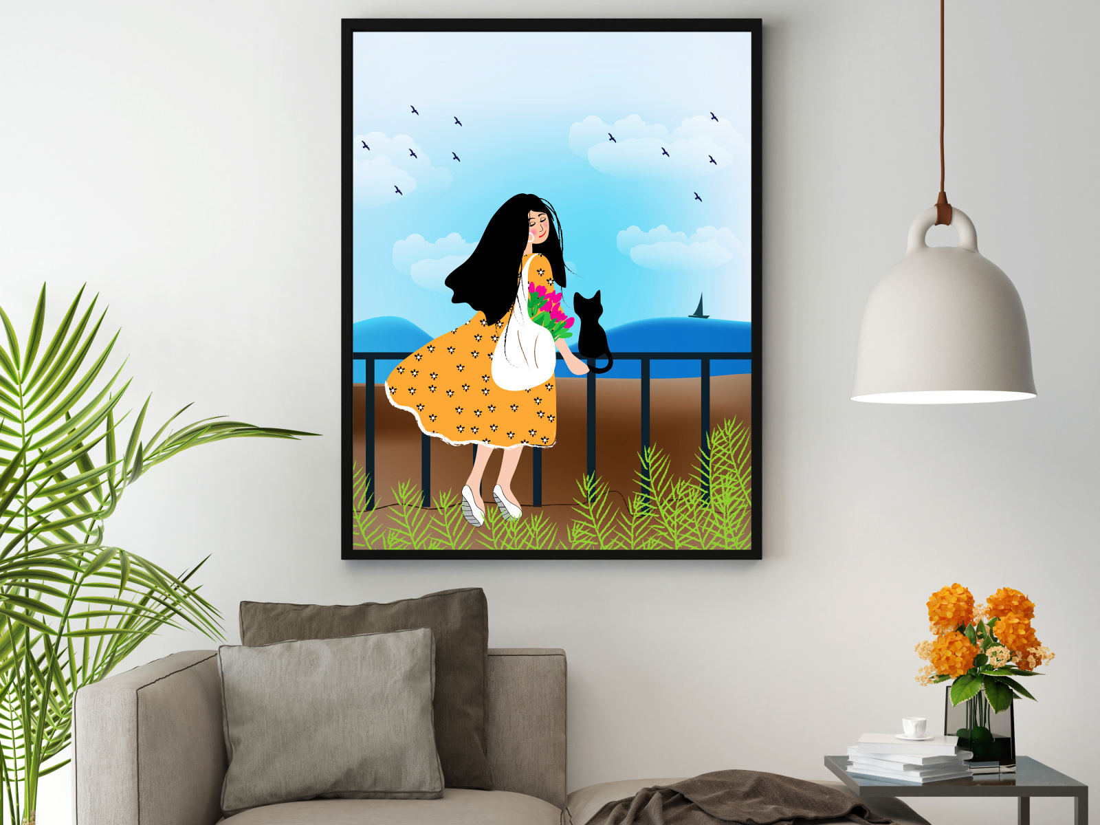 One of my Illustration art in the wall Frame...🙂💚😇 by Kaushi on Dribbble