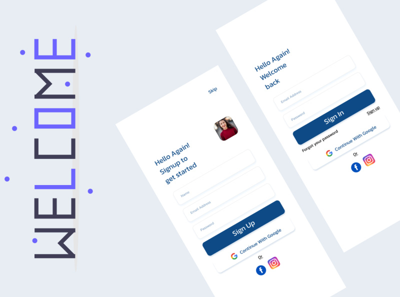 Log In & Sign Up Screen by Sakshi Awate on Dribbble