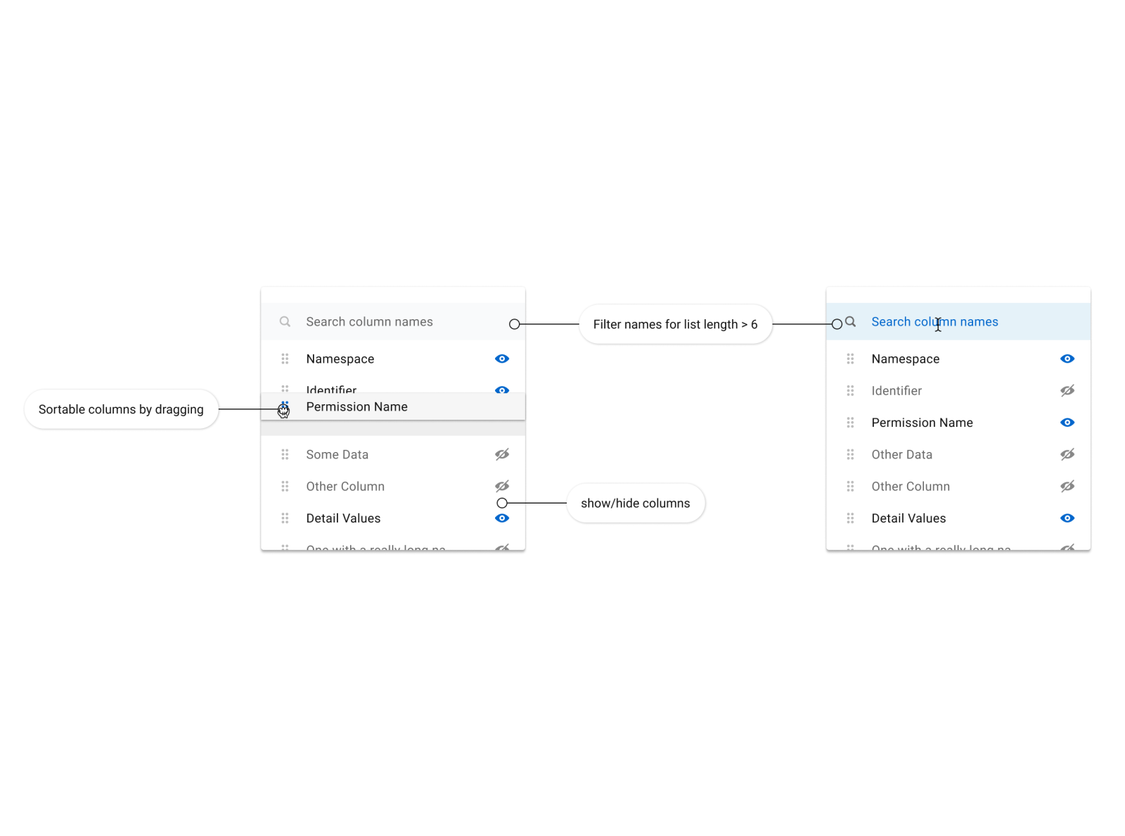 Table Column Selector by Meag Tessmann on Dribbble
