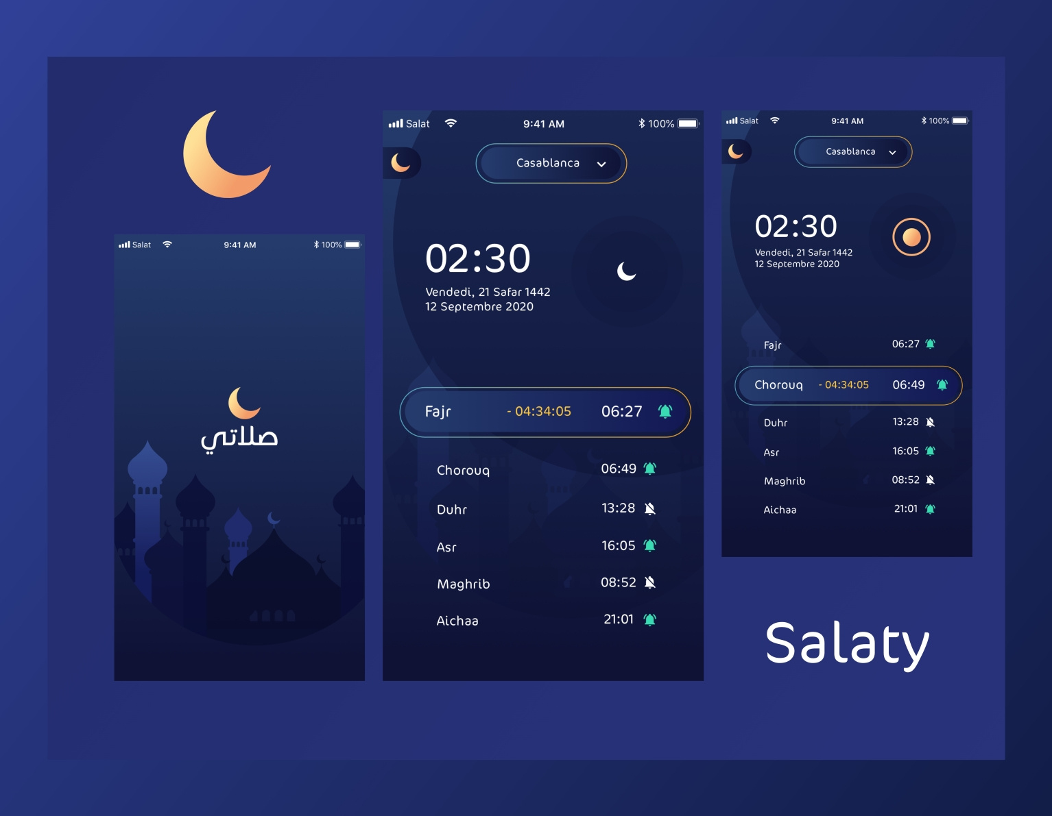 Salaty | Prayer Mobile App - Dark Mode by Hassan Alaoui on Dribbble
