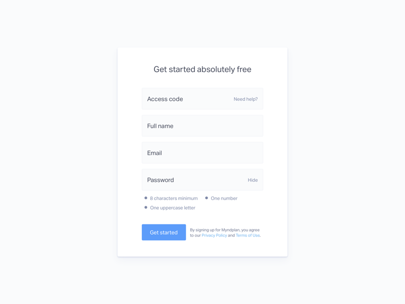 Sign up form by Willem Shepherd on Dribbble