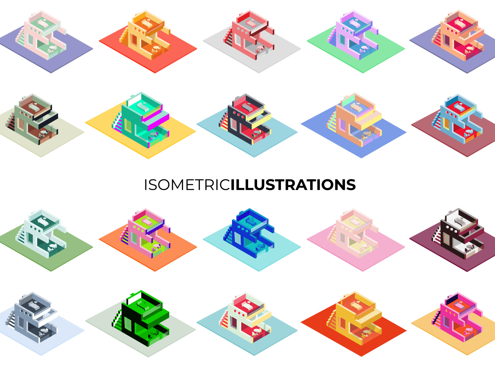 Isometric 3D House Illustrations by Orkhan Salahov on Dribbble