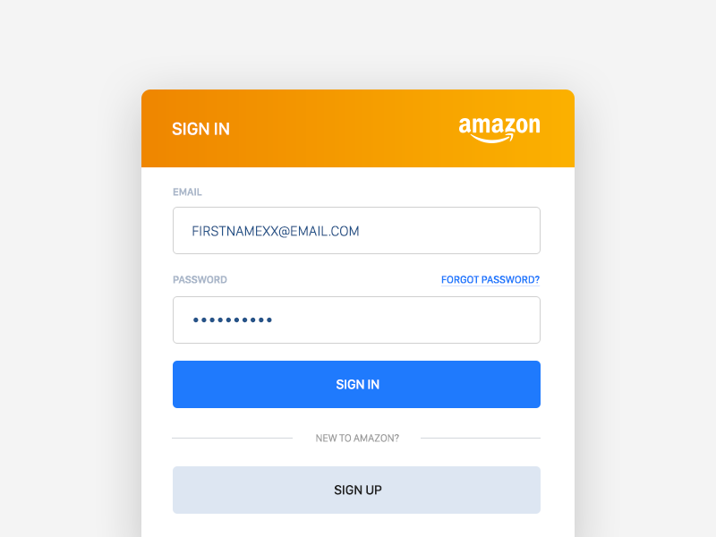 Amazon's Sign In Screen by Ahmed Gamal on Dribbble