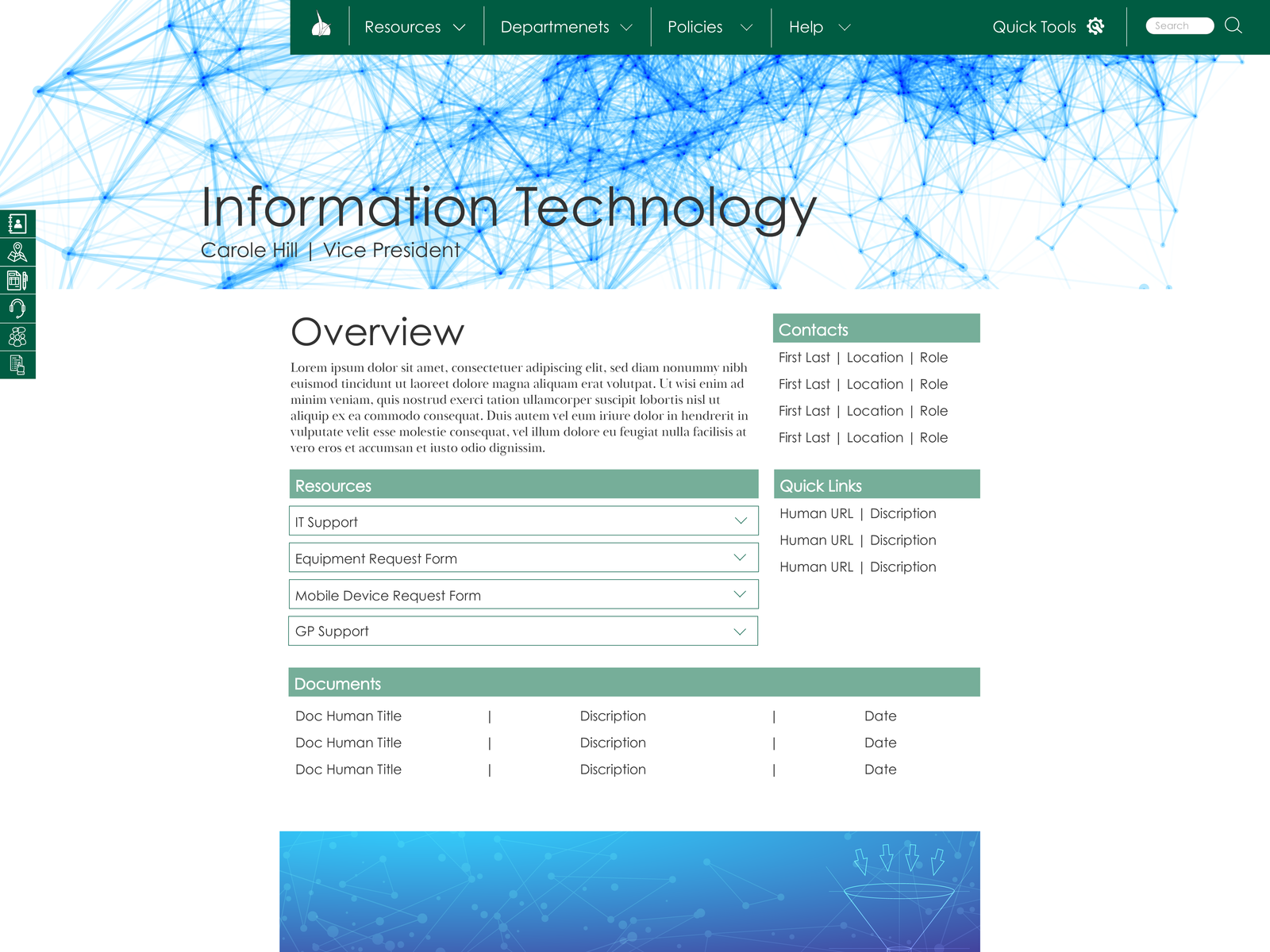 Wireframe for Department Intranet by Jacob Burd on Dribbble