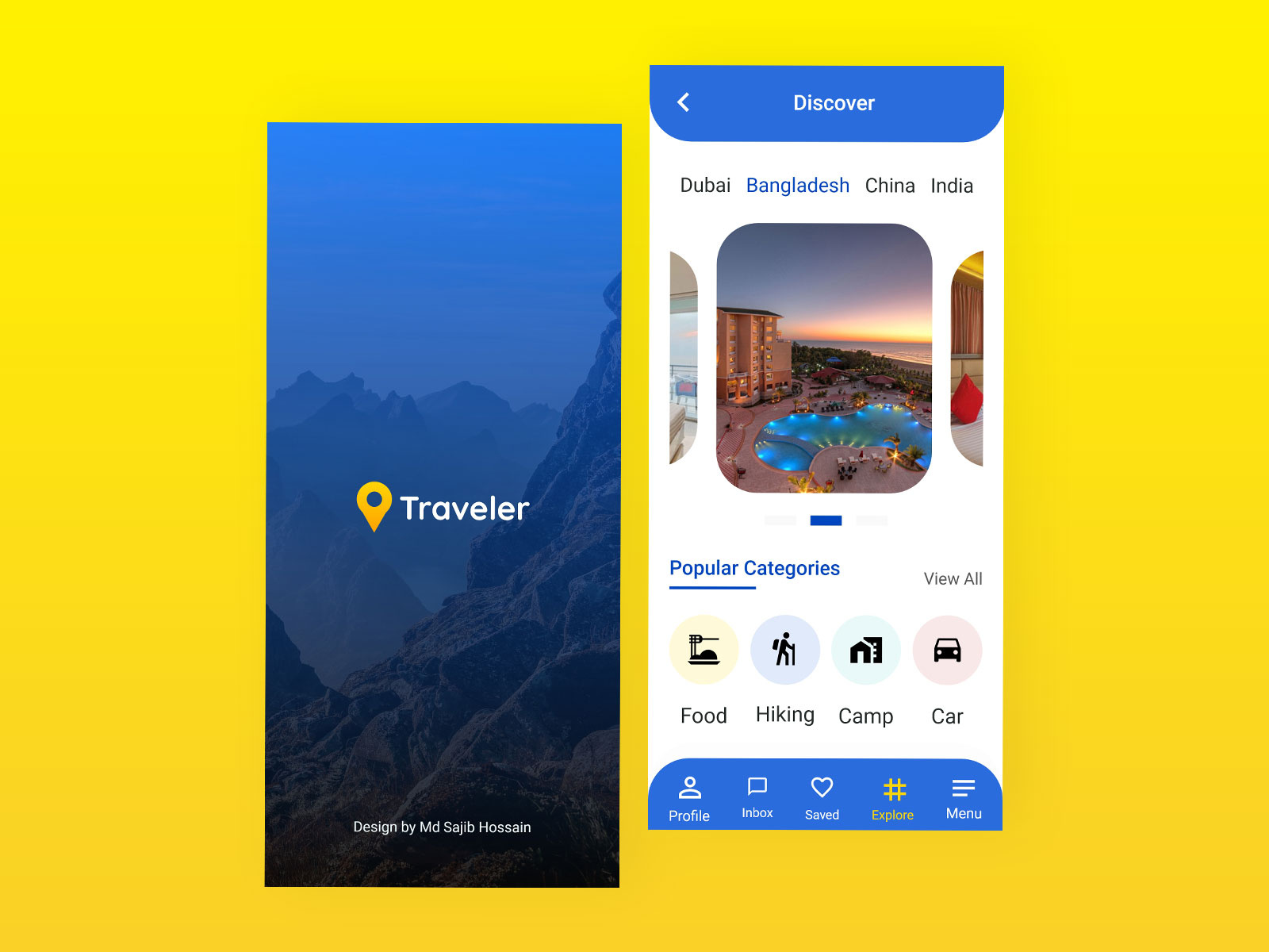 Travel app design by Md Sajib Hossain on Dribbble