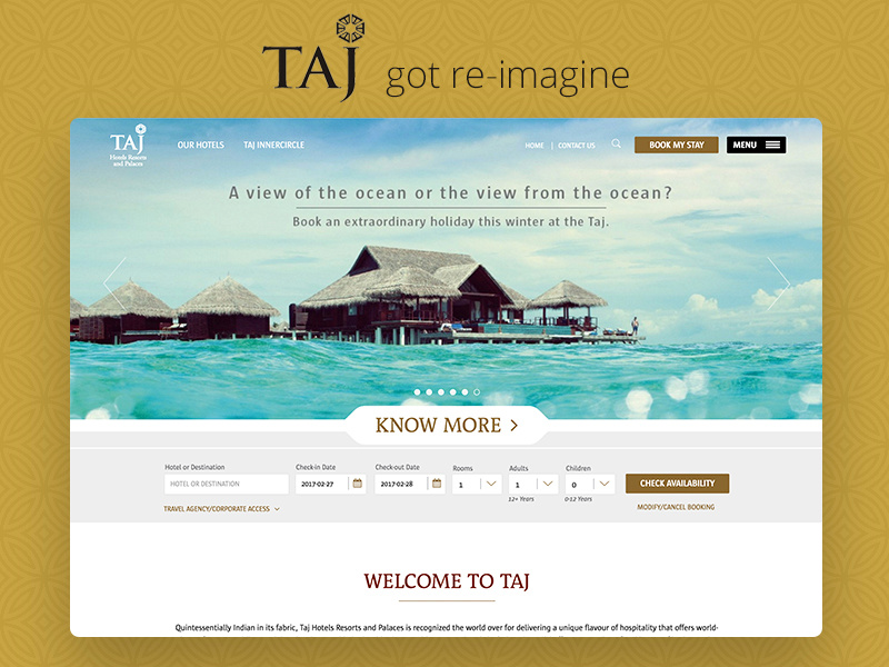Taj hotels website by Kuntal Chakraborty on Dribbble