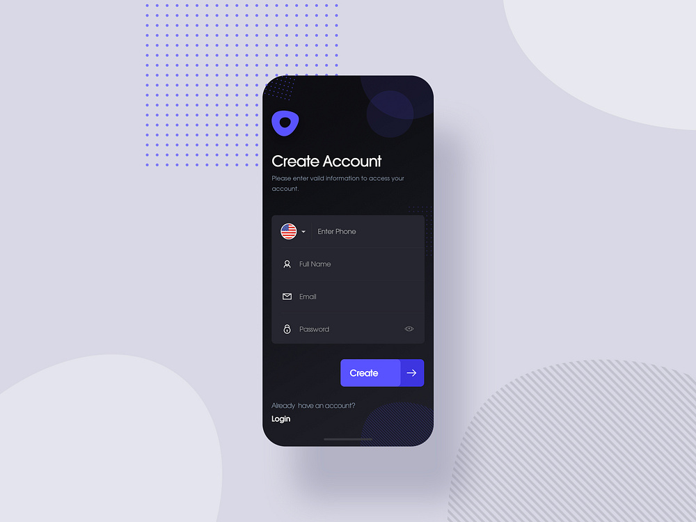 Login and Create Account Screen by Decodes Studio on Dribbble