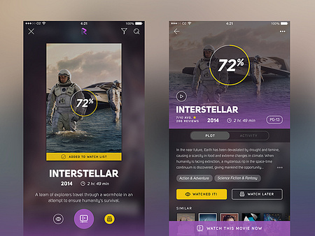 Movie App UI by Aaron Humphreys for Tappable on Dribbble