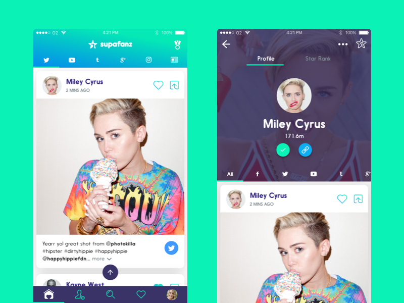 Social Superstar Feed & Profile by Aaron Humphreys for Tappable on Dribbble