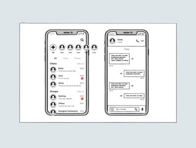 Mobile Chat App - Wireframe by uxwelist on Dribbble