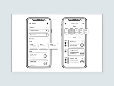Task Management Mobile app - Wireframe by uxwelist on Dribbble