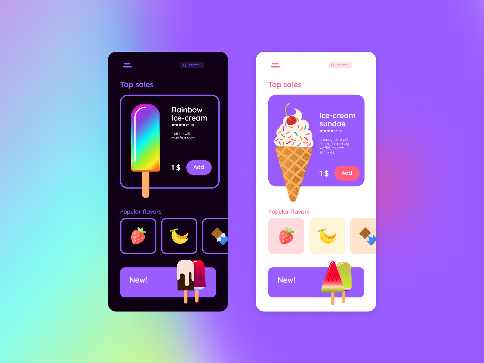 Ice-cream app by aaa on Dribbble