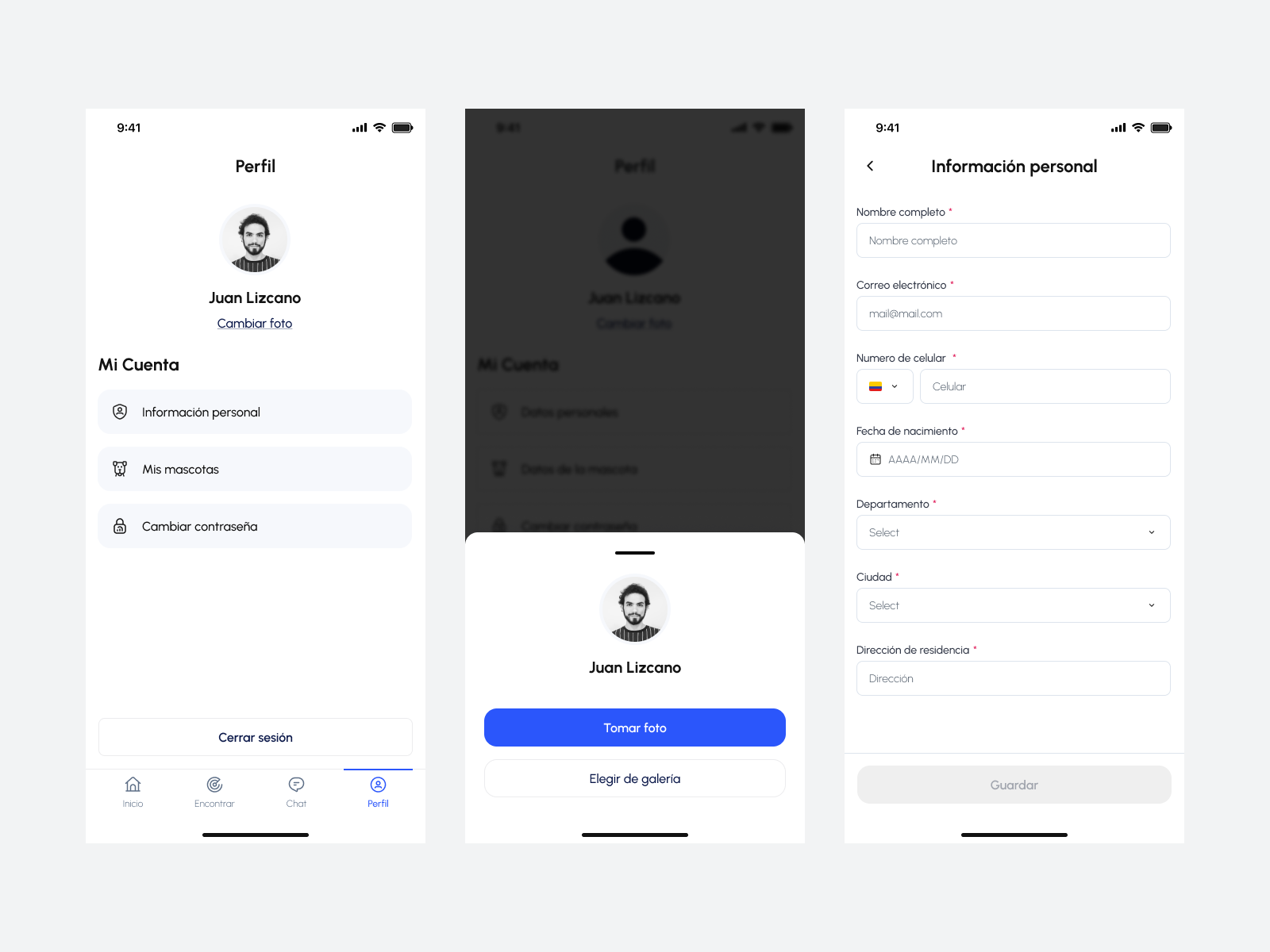 Profile app by Juan Lizcano on Dribbble