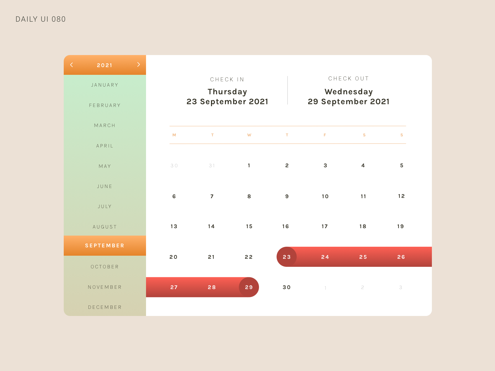 Daily UI 080 - Date Picker by Jonathan Fox on Dribbble