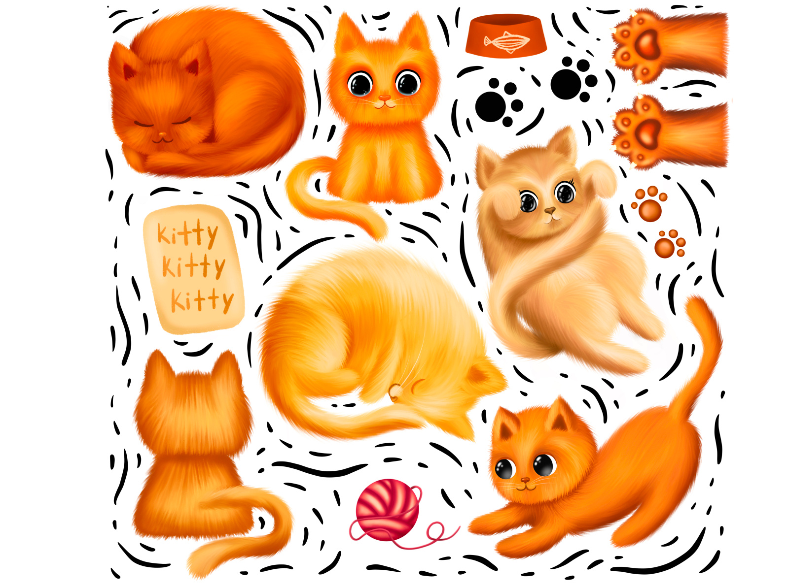 cute cat set by Kate Rashevskaya on Dribbble
