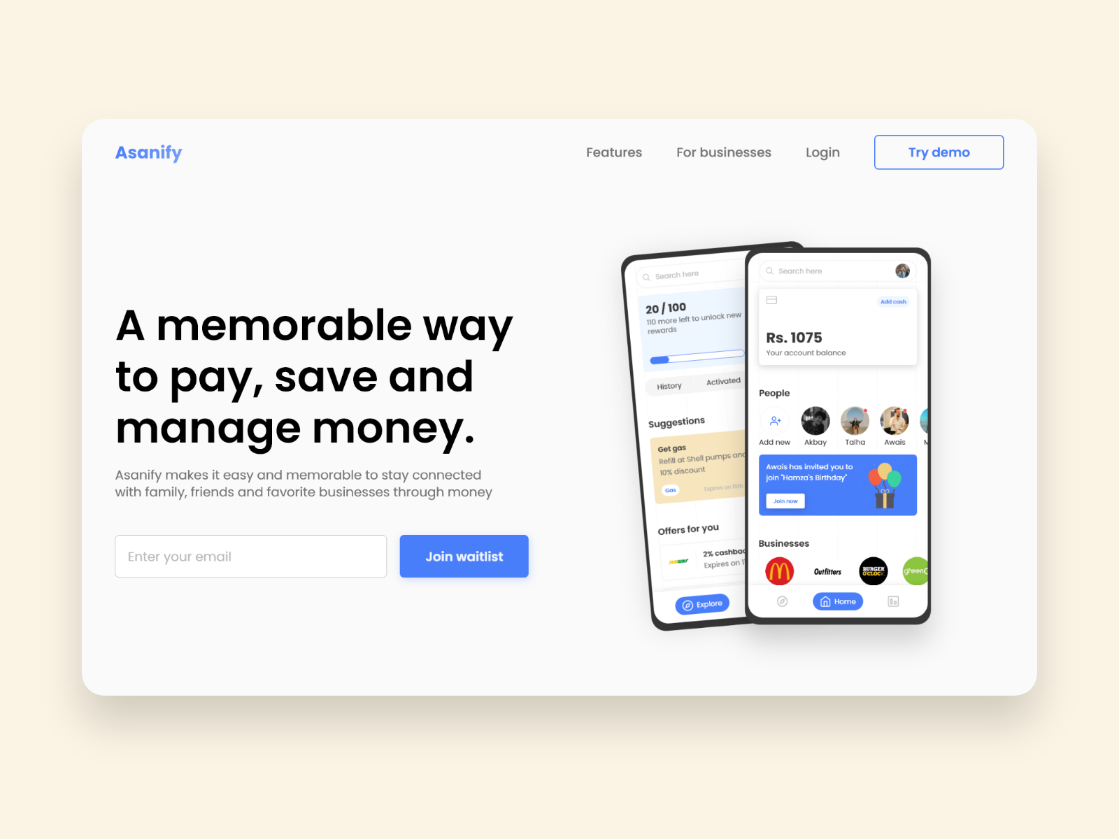 Asanify Landing Page - Reimaging Banking Experience by Pir Ahmed on ...