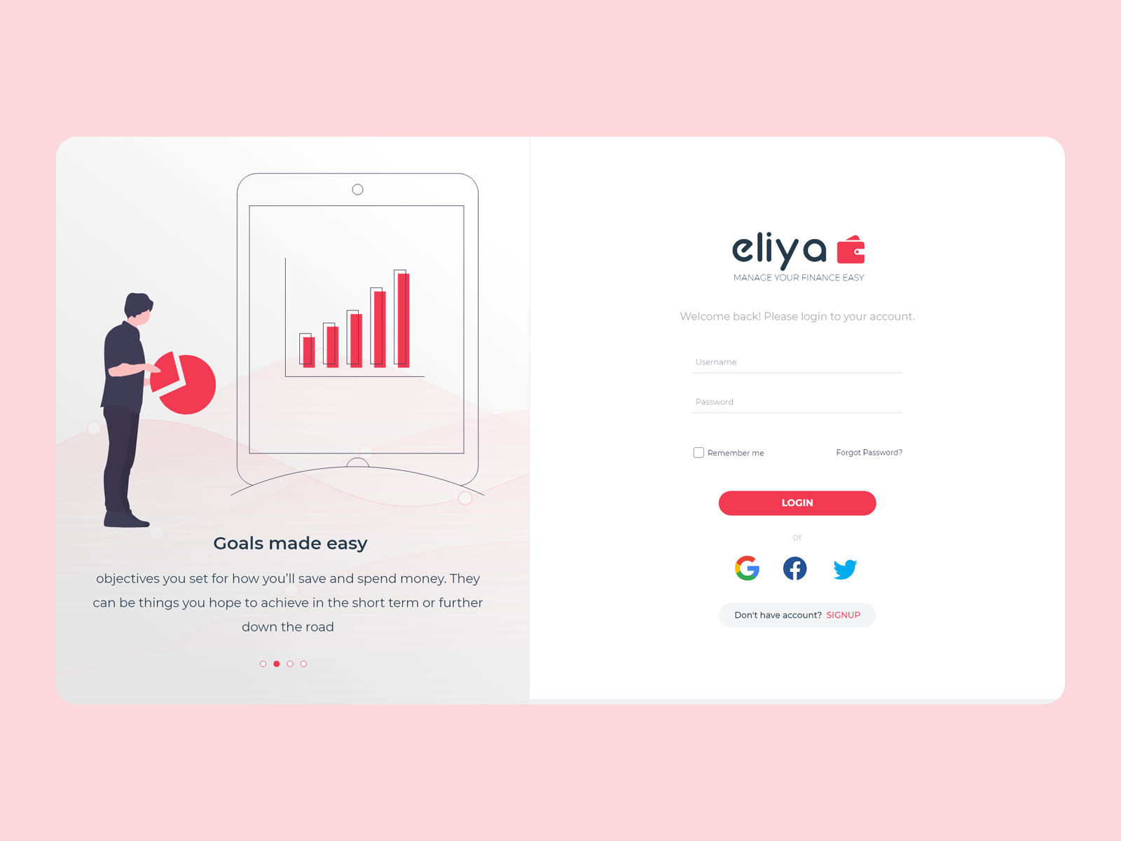 Personal Expense Manager Login - Eliya (Web) by Balaji K C on Dribbble