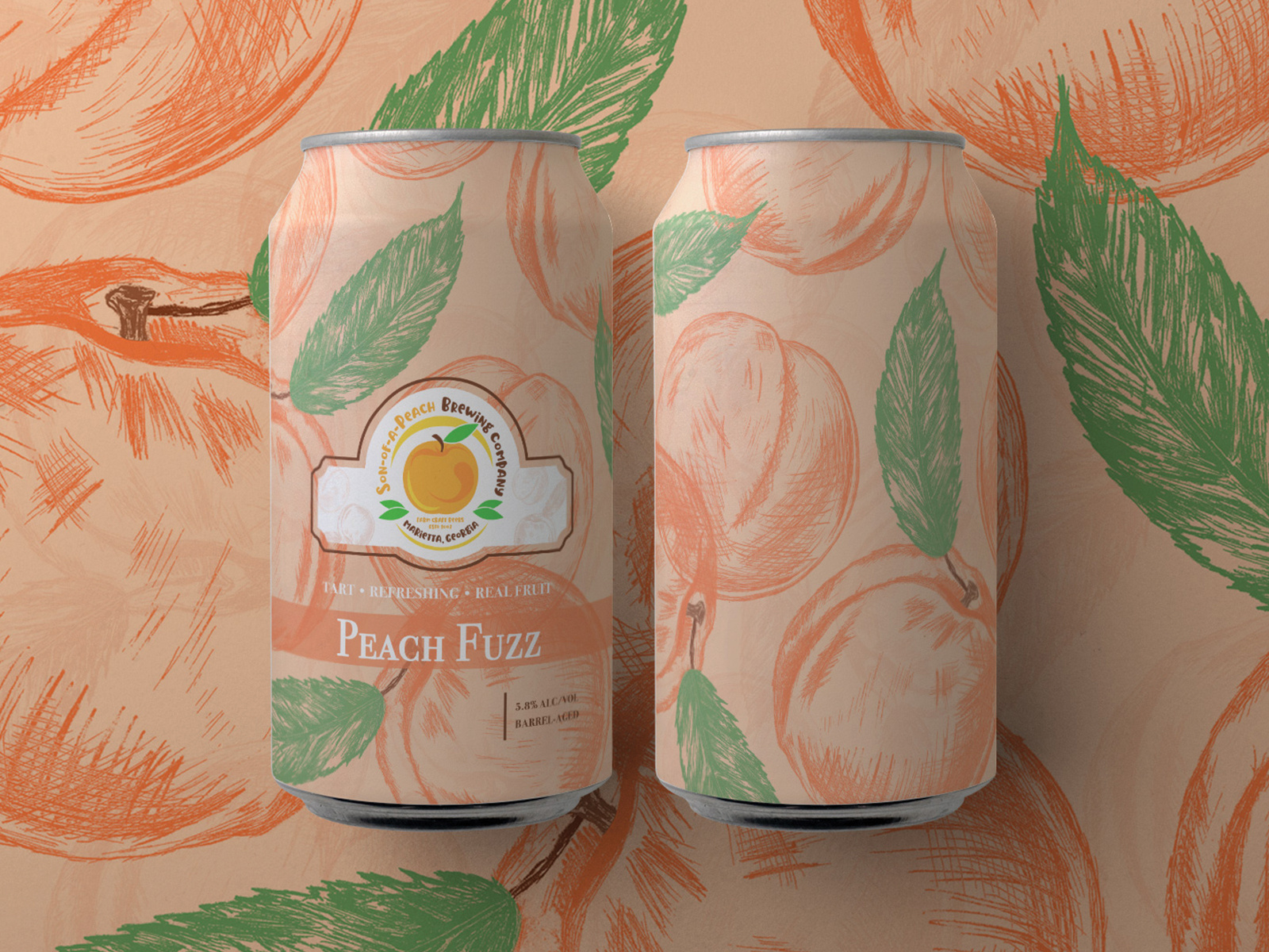 Peach Fuzz - craft beer label design by Jen Borror | Hoot Design Studio ...