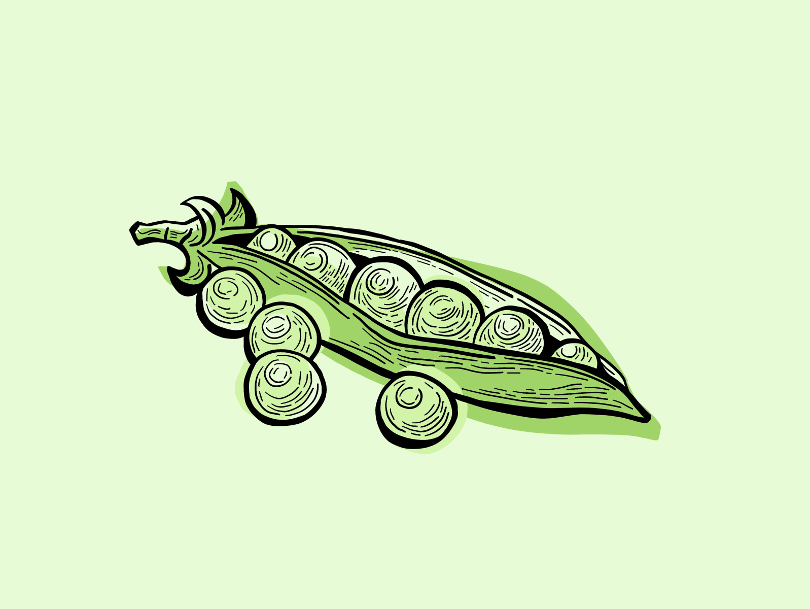 Peas in a pod illustration by Jen Borror | Hoot Design Studio on Dribbble