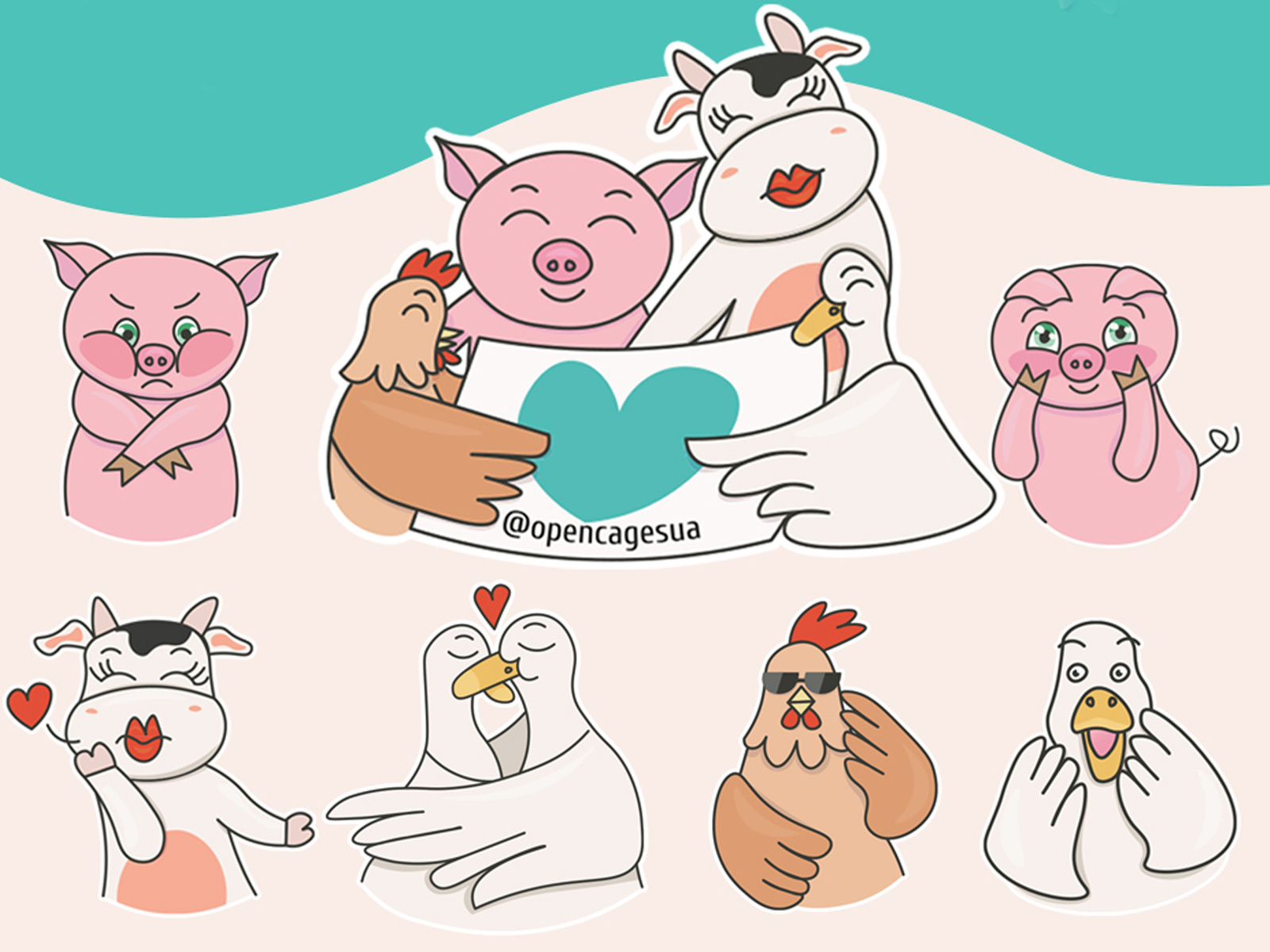 Sticker pack for the Open Cages UA by Vladimira Slyusarenko on Dribbble