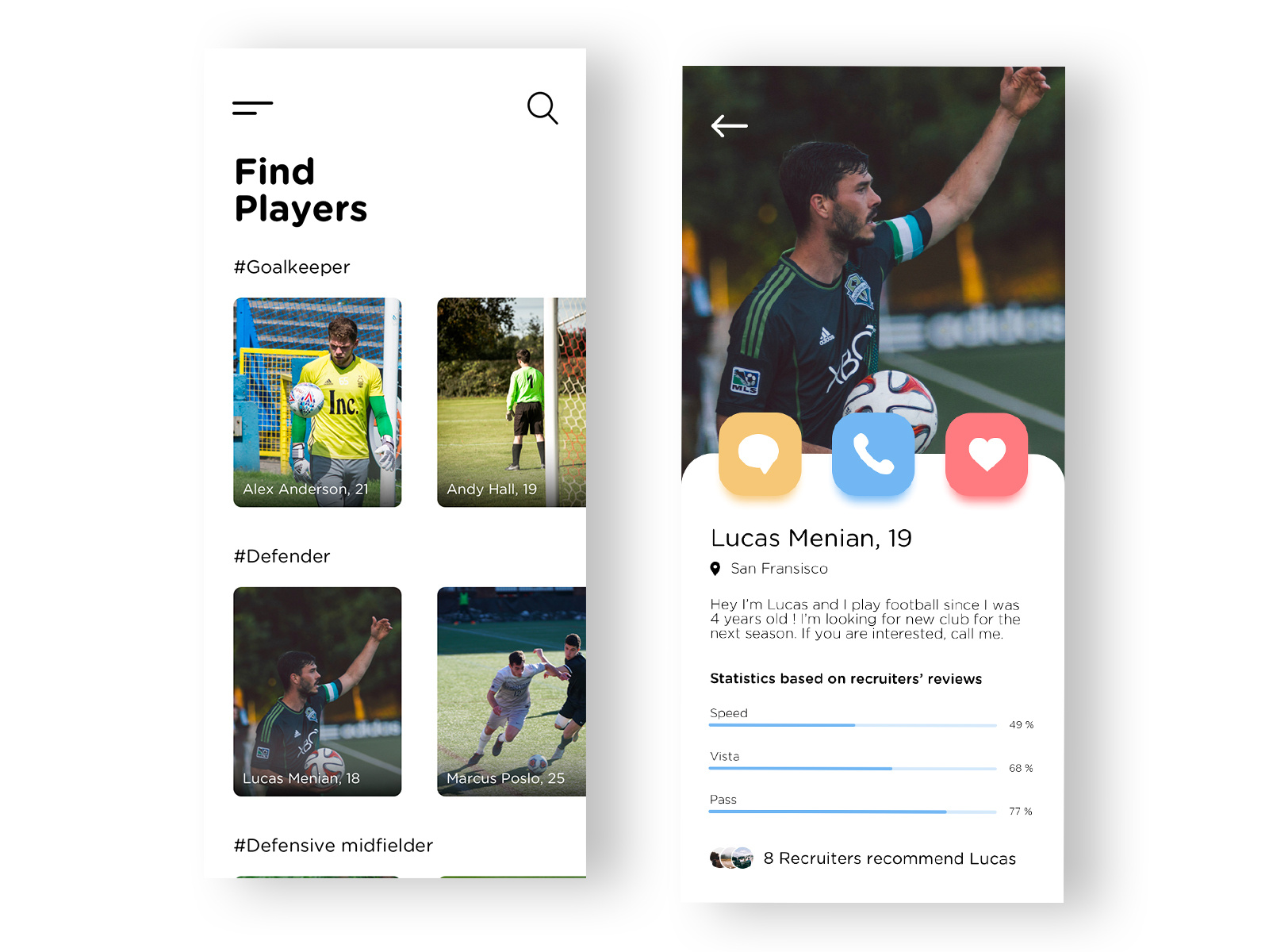 Football Players App by Mickael Alias on Dribbble