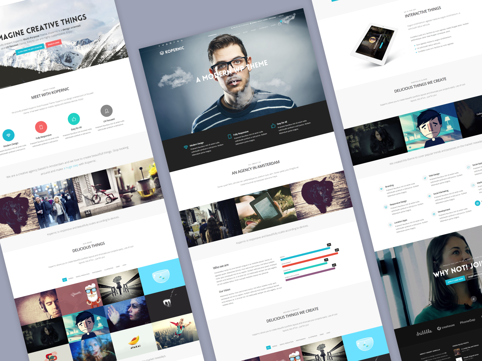 Sample layouts for Kopernic #wordpress #ui by Ozgur ISIK on Dribbble