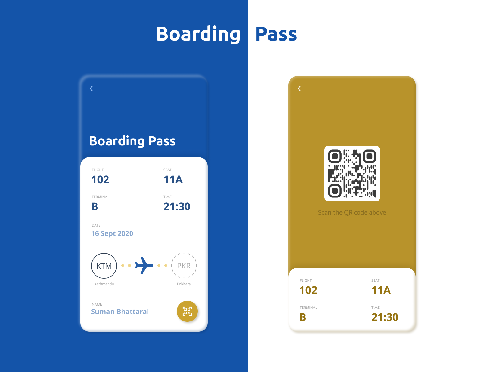 100 Days UI Challenge: #24 Boarding Pass by Bibek Kc on Dribbble