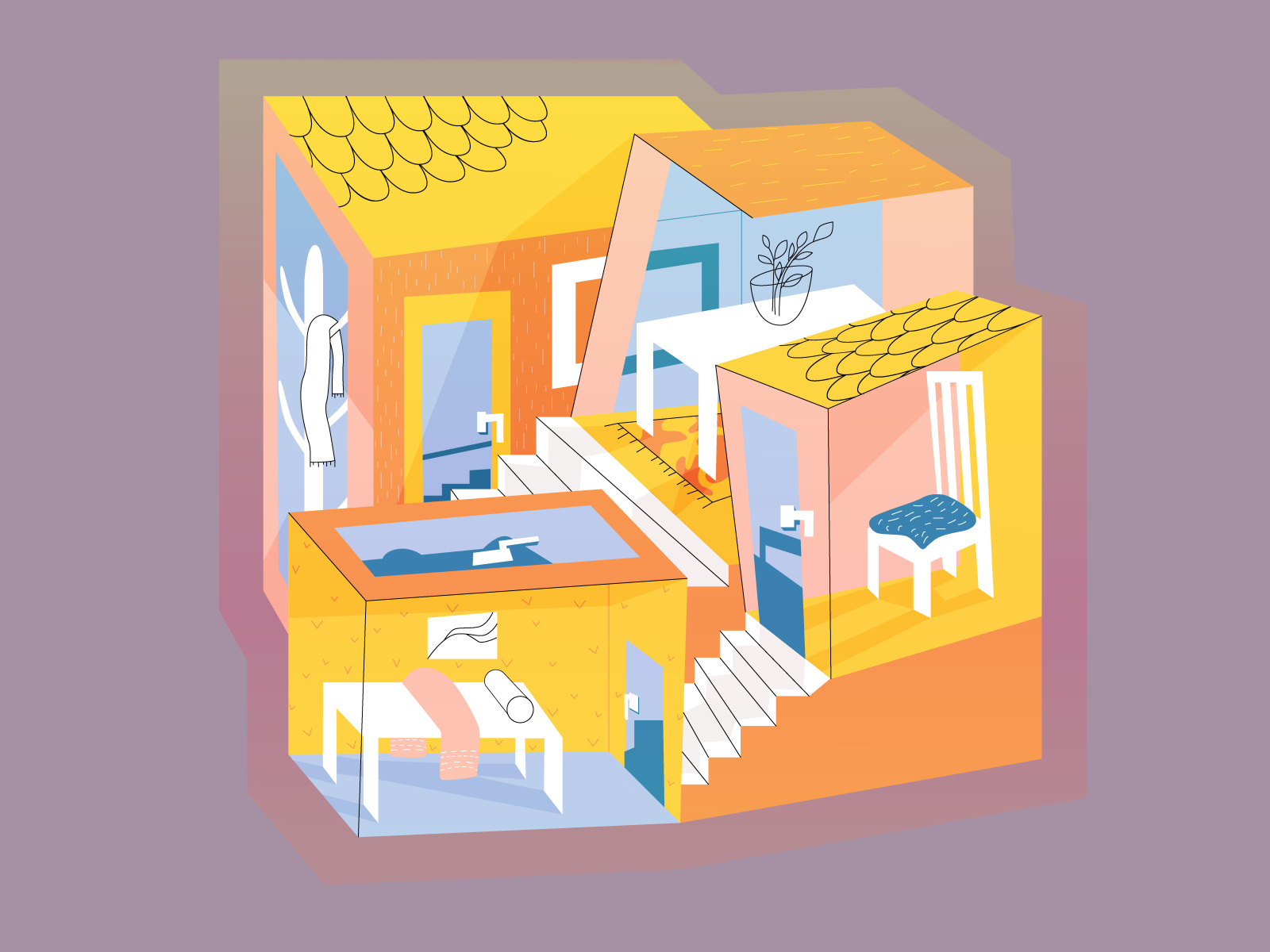 Little House / vector illustration by Gri Nati on Dribbble