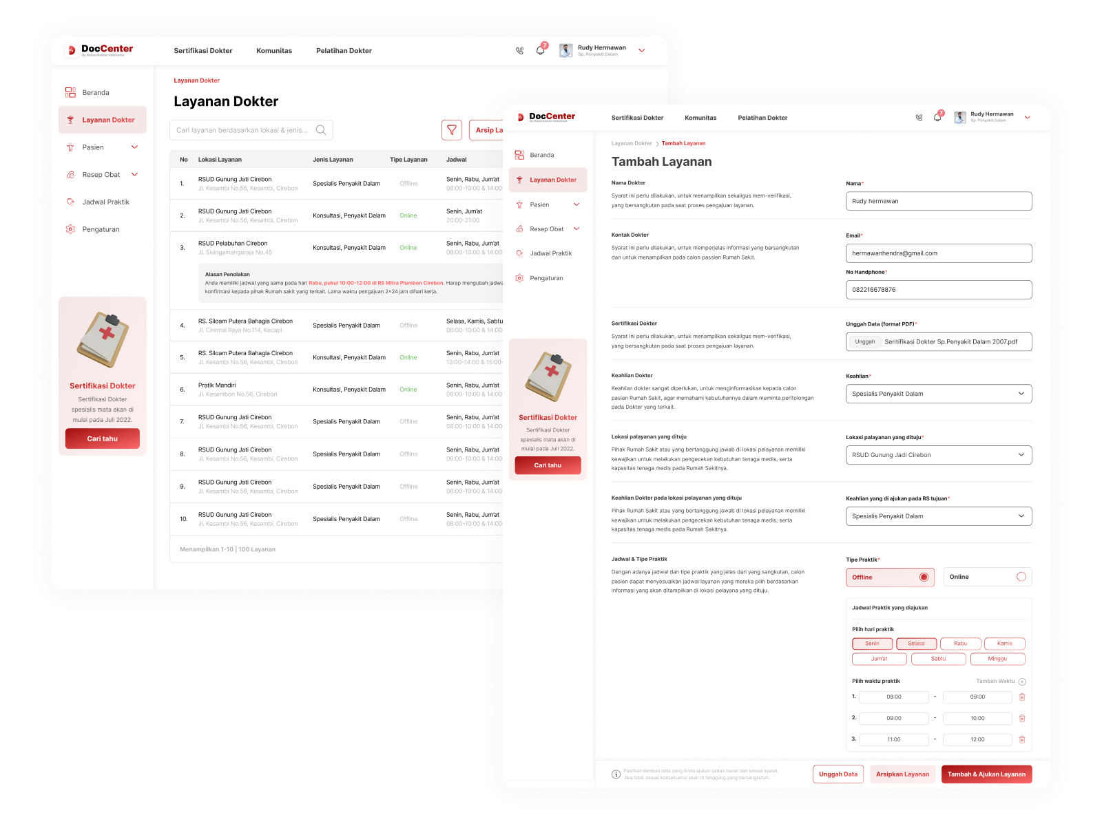 Add Service Doctor [DocCenter App] by Aubry Sahadat Mayasa on Dribbble